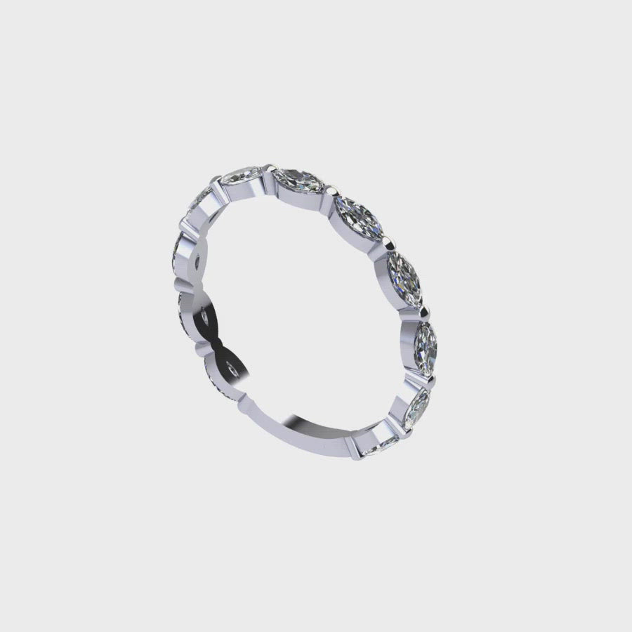 3 Quarter Marquise Diamond Eternity Ring with Shared Prong (0.75 ctw ...